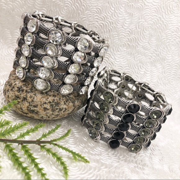 Fashion Jewelry | Jewelry | Cable Twist Look Rhinestone Wide Stretch ...